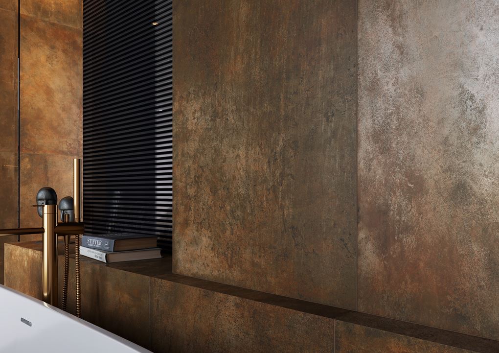 Miedziana ściana w płytkach Cersanit Rusty - Domni.pl