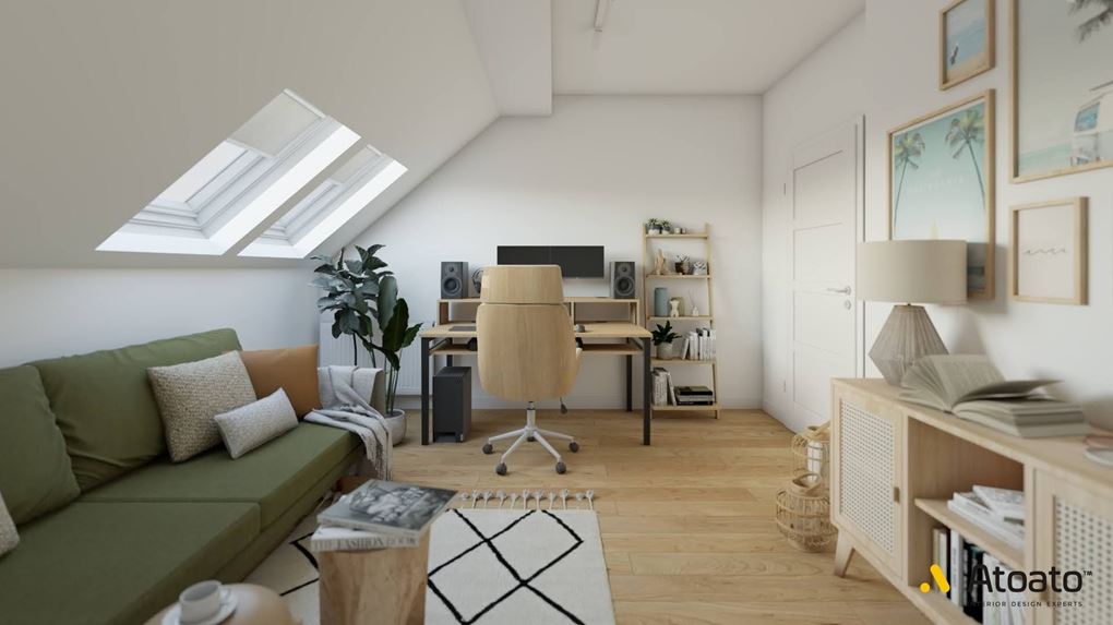 Biuro w domu w stylu boho - Domni.pl