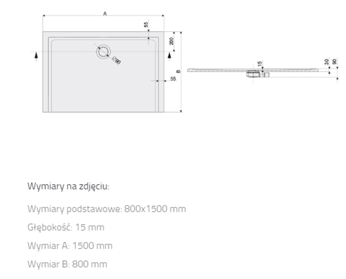 Sanplast Space Mineral 645-290-0380-01-000 - Brodzik 80x150 - Domni.pl