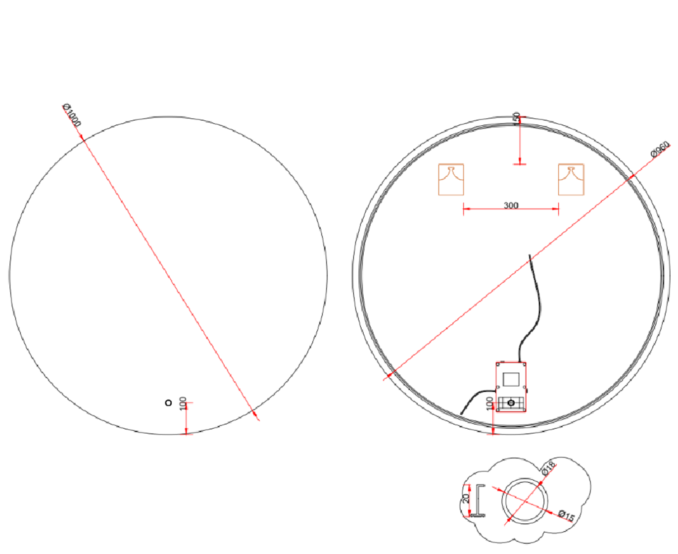 IÖ Luka LU.LUK.100.L.WD - Lustro z Oświetleniem LED - Domni.pl