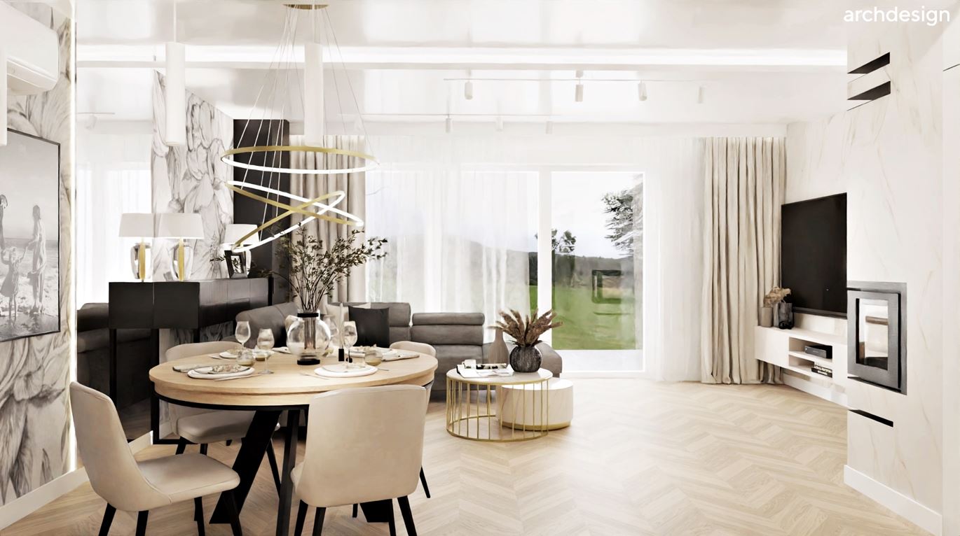 Duże okno w przestronnym salonie - Domni.pl