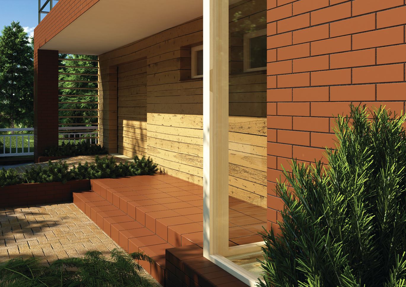 Elewacja w drewnie i klinkierze - Domni.pl