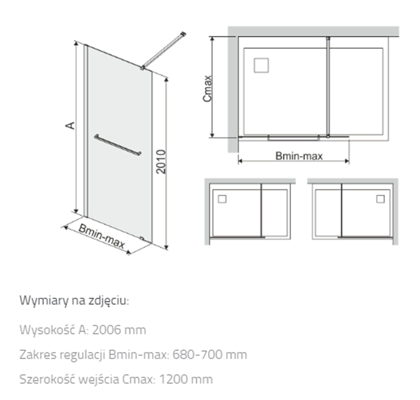 Sanplast Free Line II - Kabina Walk-in 70 - Domni.pl