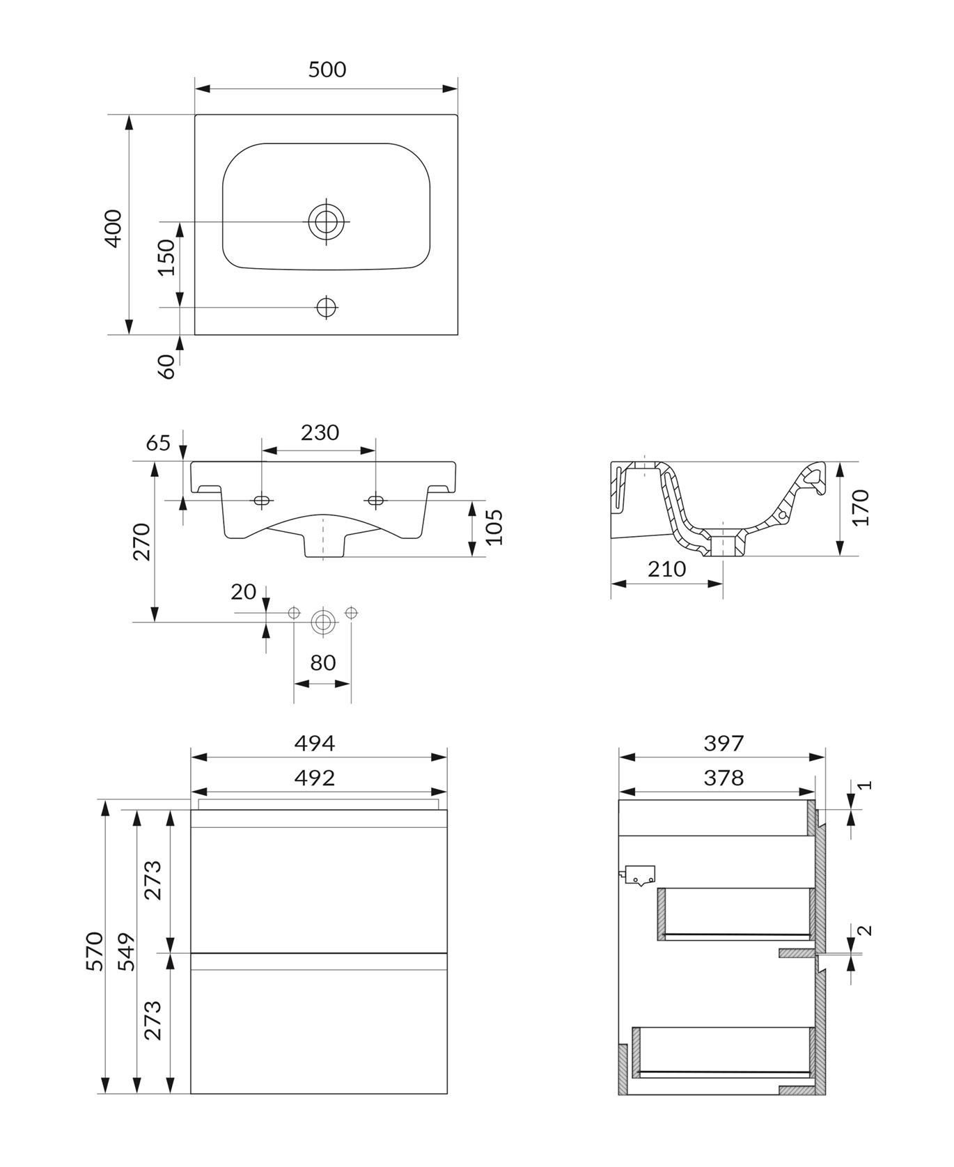 Cersanit Moduo S801-471-DSM - Szafka z Umywalką 50 - Domni.pl