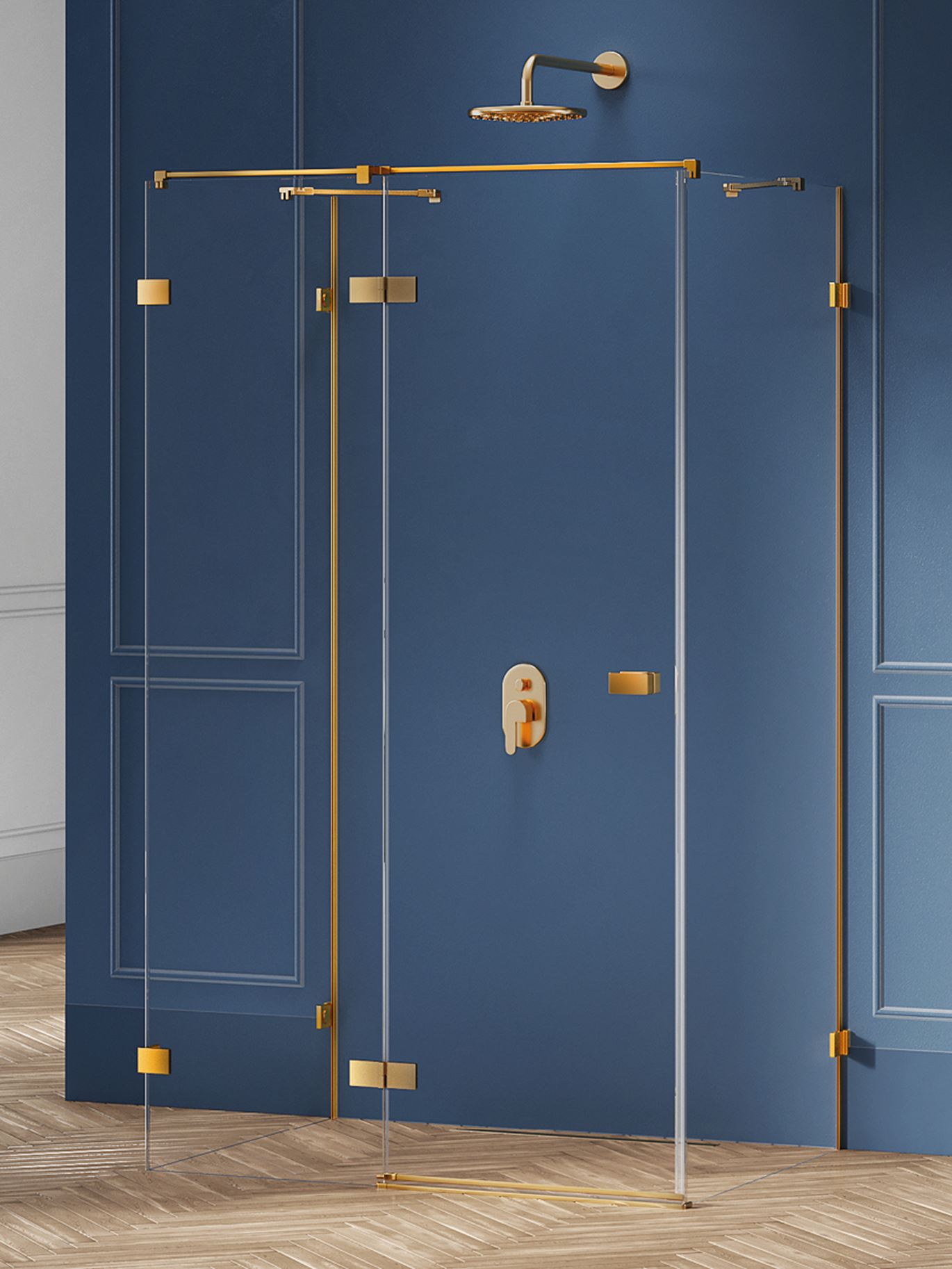 New Trendy Avexa Gold Brushed EXK-3089 - Kabina Prysznicowa - Domni.pl