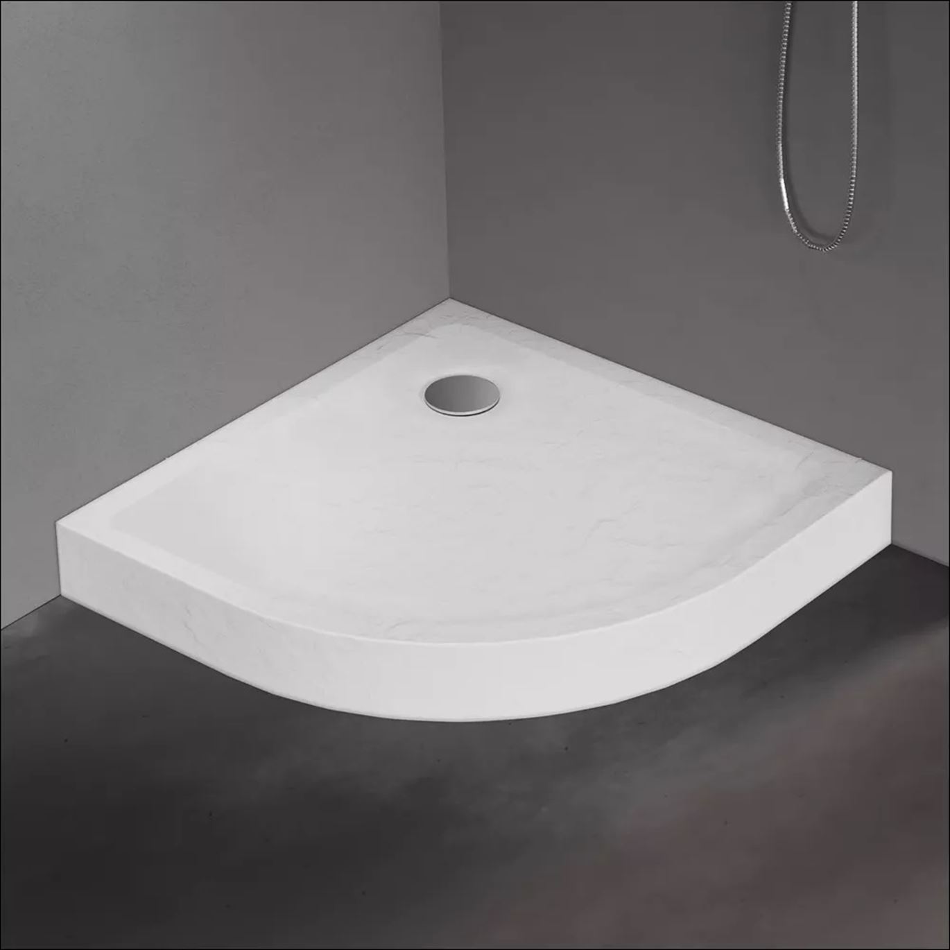 New Trendy Mild Stone - Brodzik Półokrągły Biały 90x90 - Domni.pl