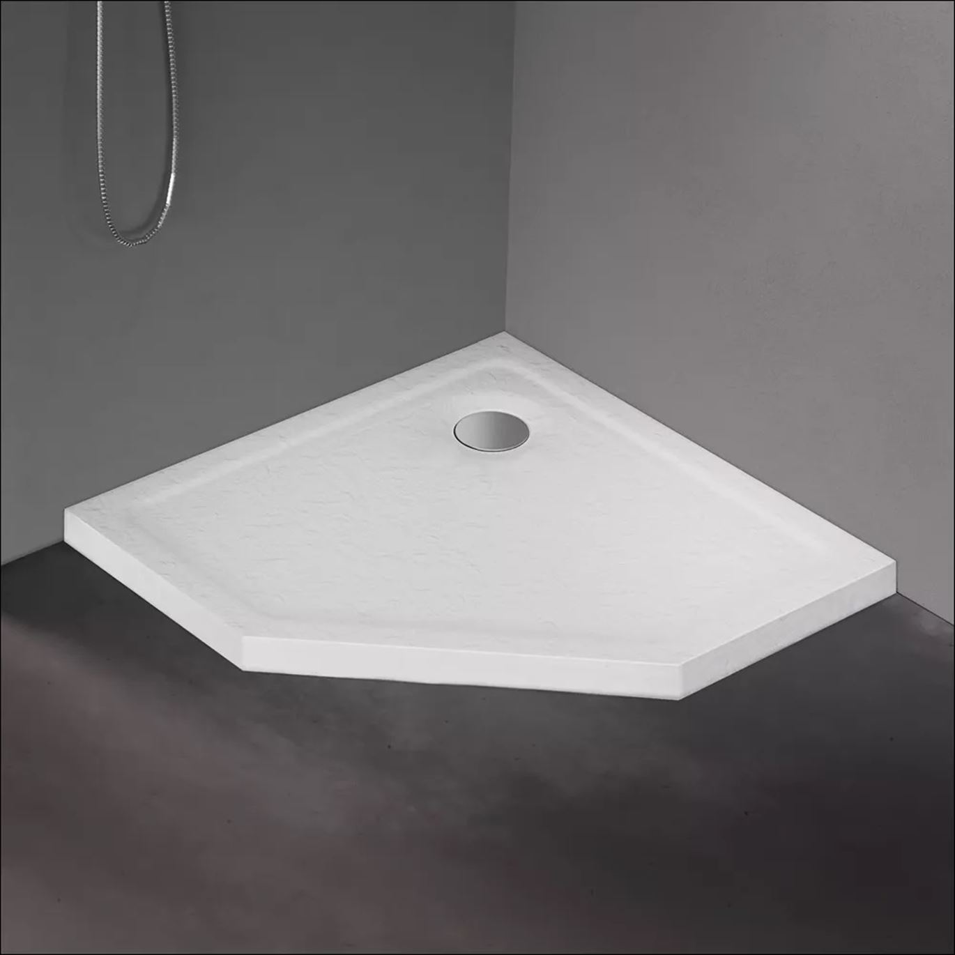 New Trendy Mild Stone - Brodzik Pięciokątny Biały 90x90 - Domni.pl