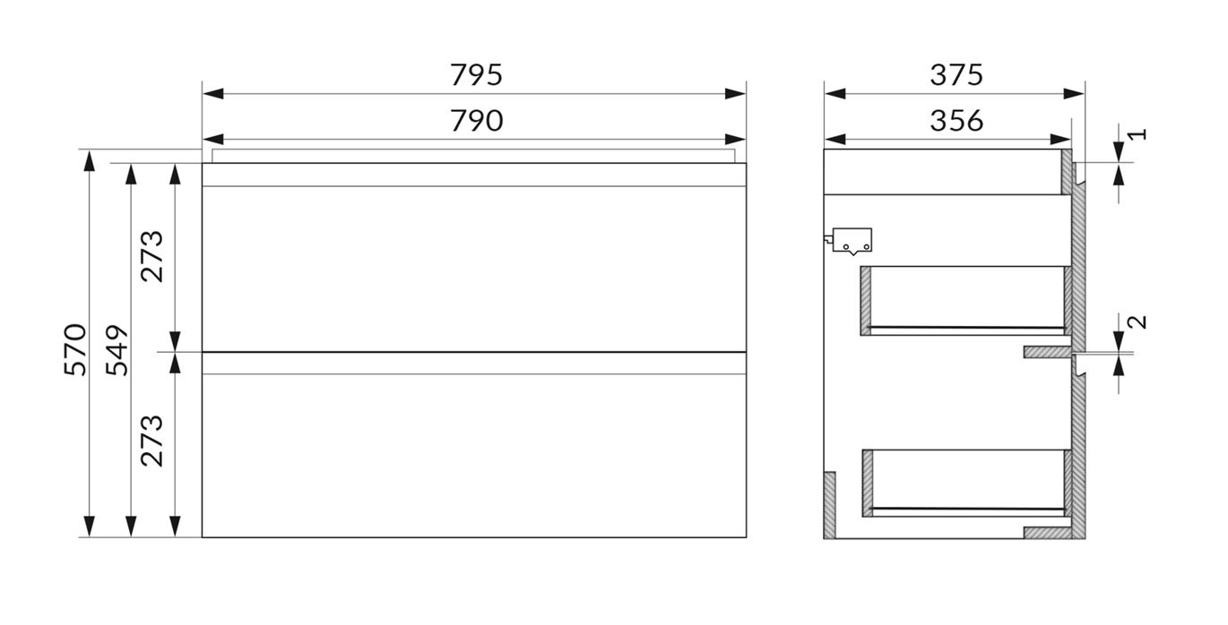 Cersanit Moduo S590-077-DSM - Szafka Podumywalkowa Slim 80 - Domni.pl