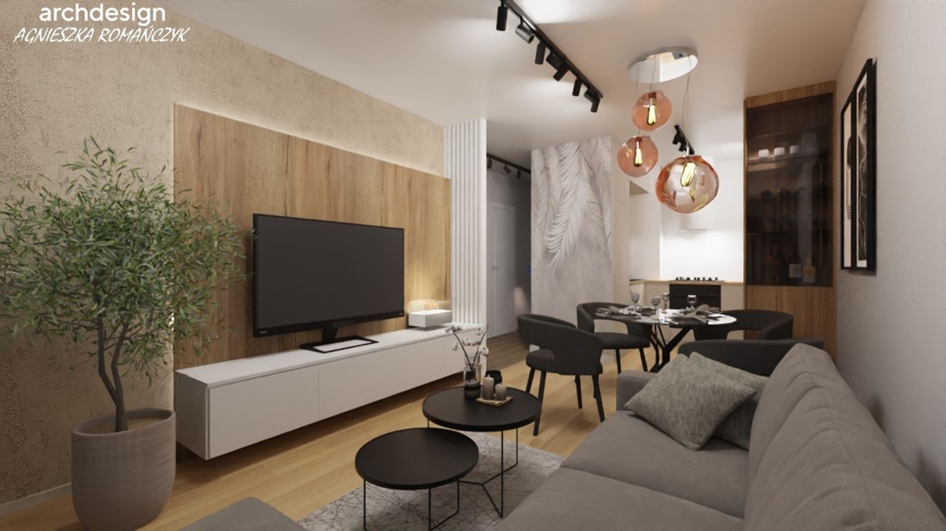 Drewniana ściana RTV - Domni.pl