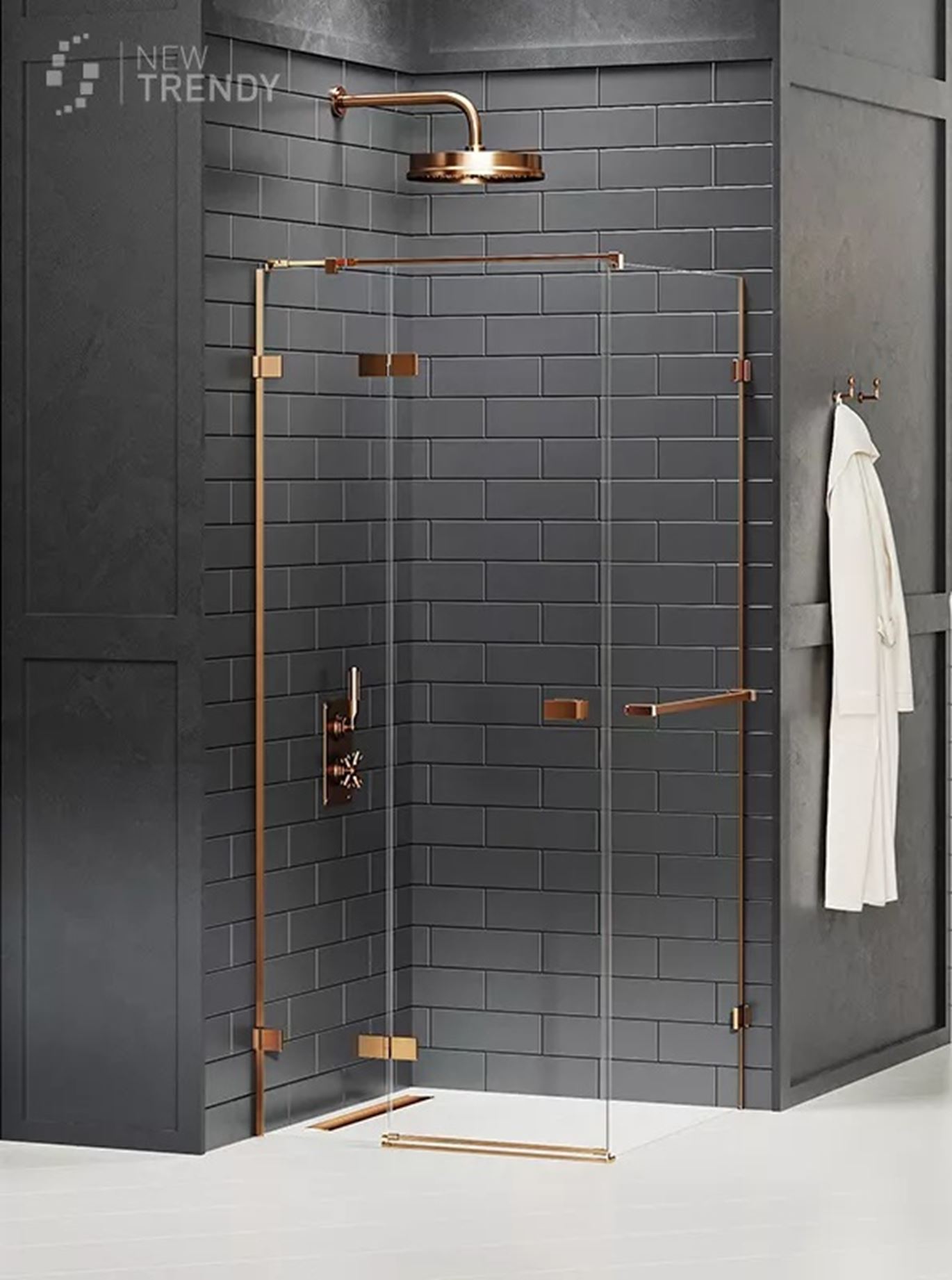 New Trendy Avexa Copper Brushed - Kabina Lewa 90x90x200 - Domni.pl