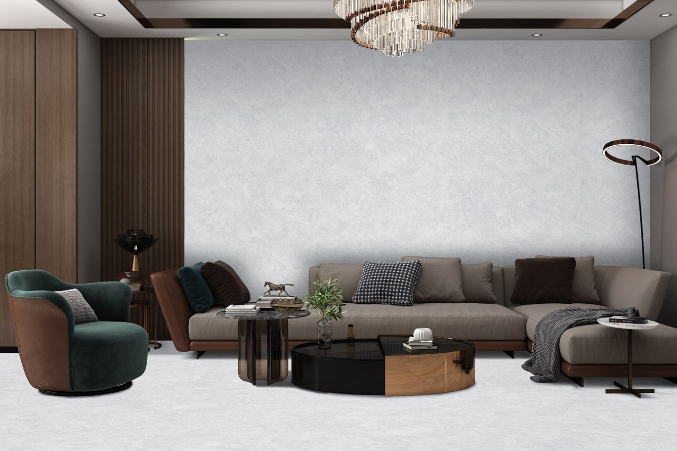 Salon glamour z jasnym kamieniem - Domni.pl