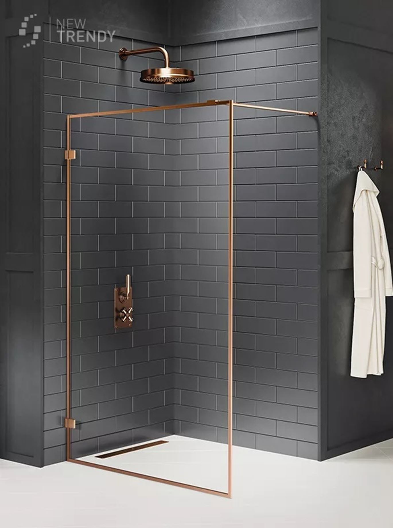 New Trendy Avexa Copper Brushed - Kabina walk-in 100x200 - Domni.pl