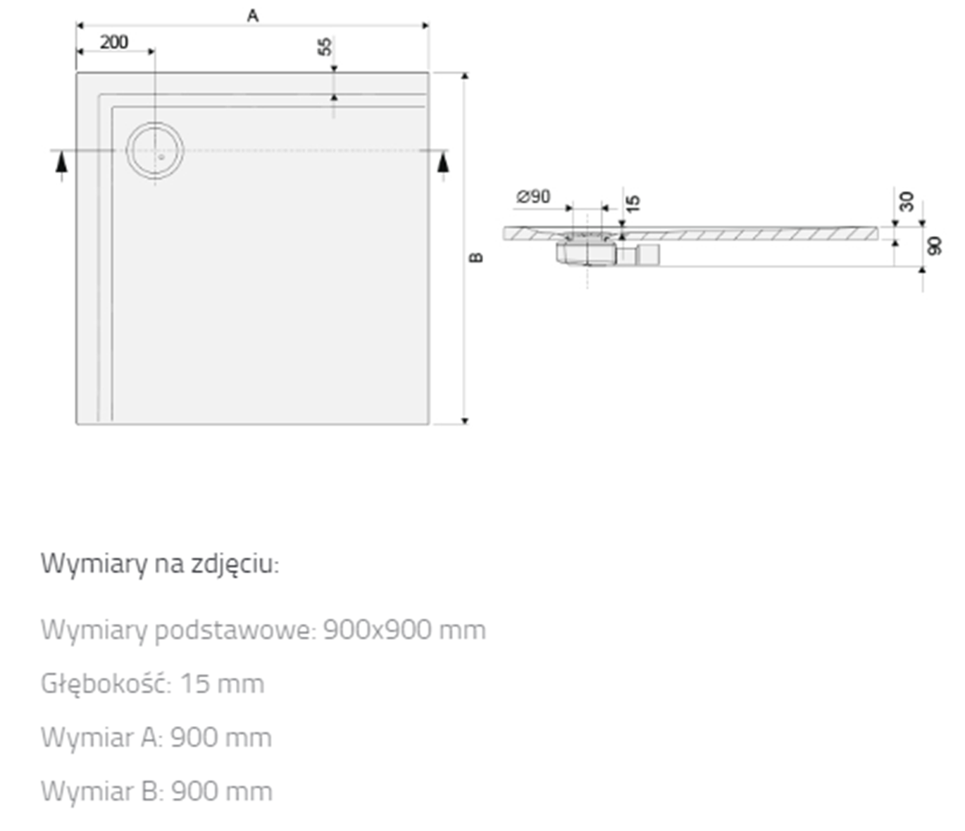 Sanplast Space Mineral 645-290-0030-52-002 - Brodzik 90x90 - Domni.pl