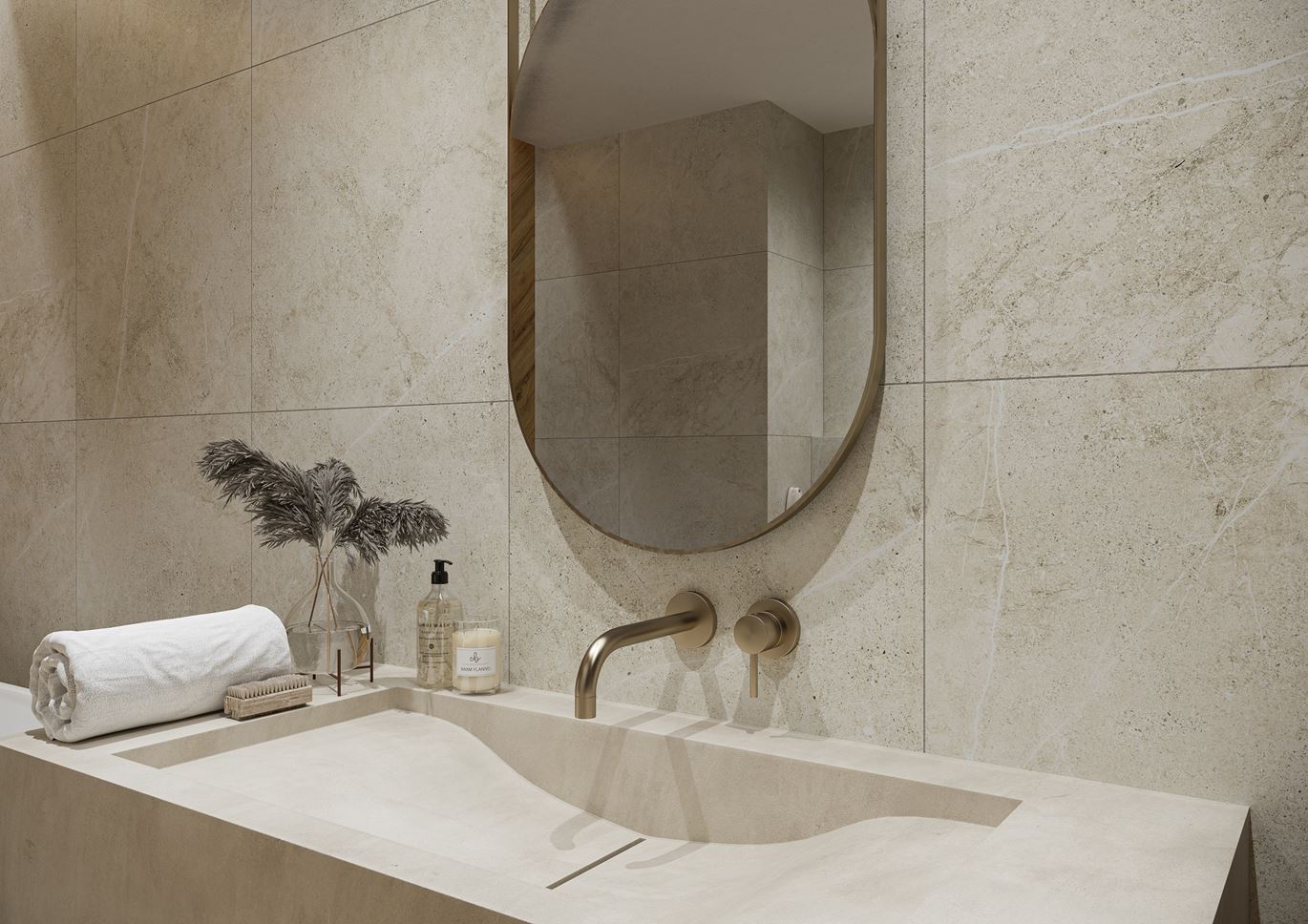 Kamienne płytki w strefie umywalkowej Cerrad Cerros - Domni.pl