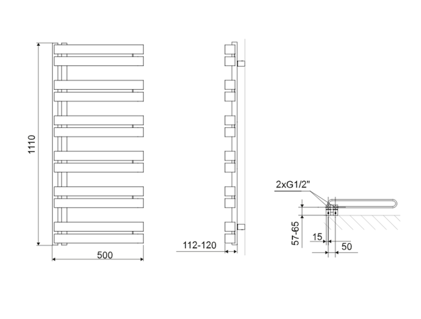 Excellent Meteor Side 111 GREX.MES111.WH - Grzejnik Łazienkowy 50x111 - Domni.pl