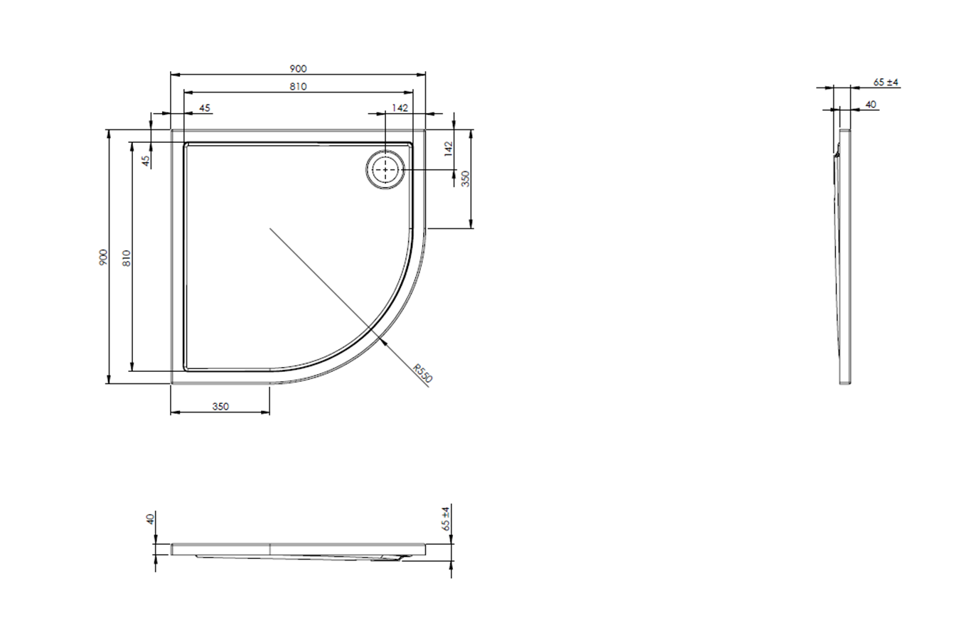Roca Malaga A276259000 - Brodzik Akrylowy Flat 90x90x4 - Domni.pl