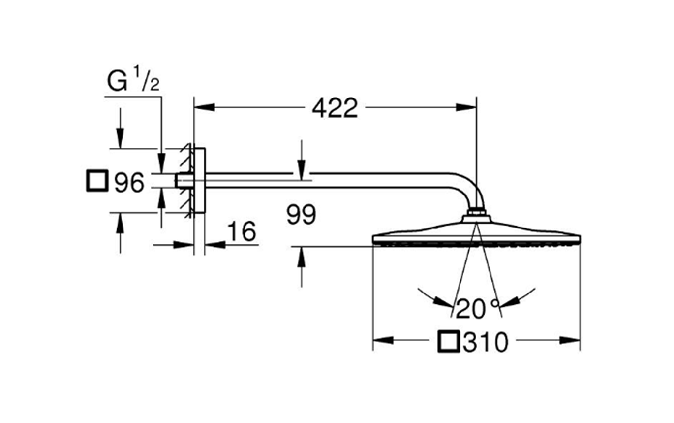 Grohe Rainshower Mono 310 22121KF0 - Deszczownica Z Ramieniem - Domni.pl