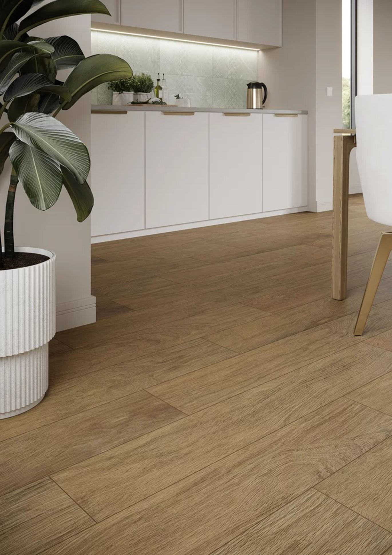Kuchnia z drewnianą podłogą Paradyż Warmwood - Domni.pl