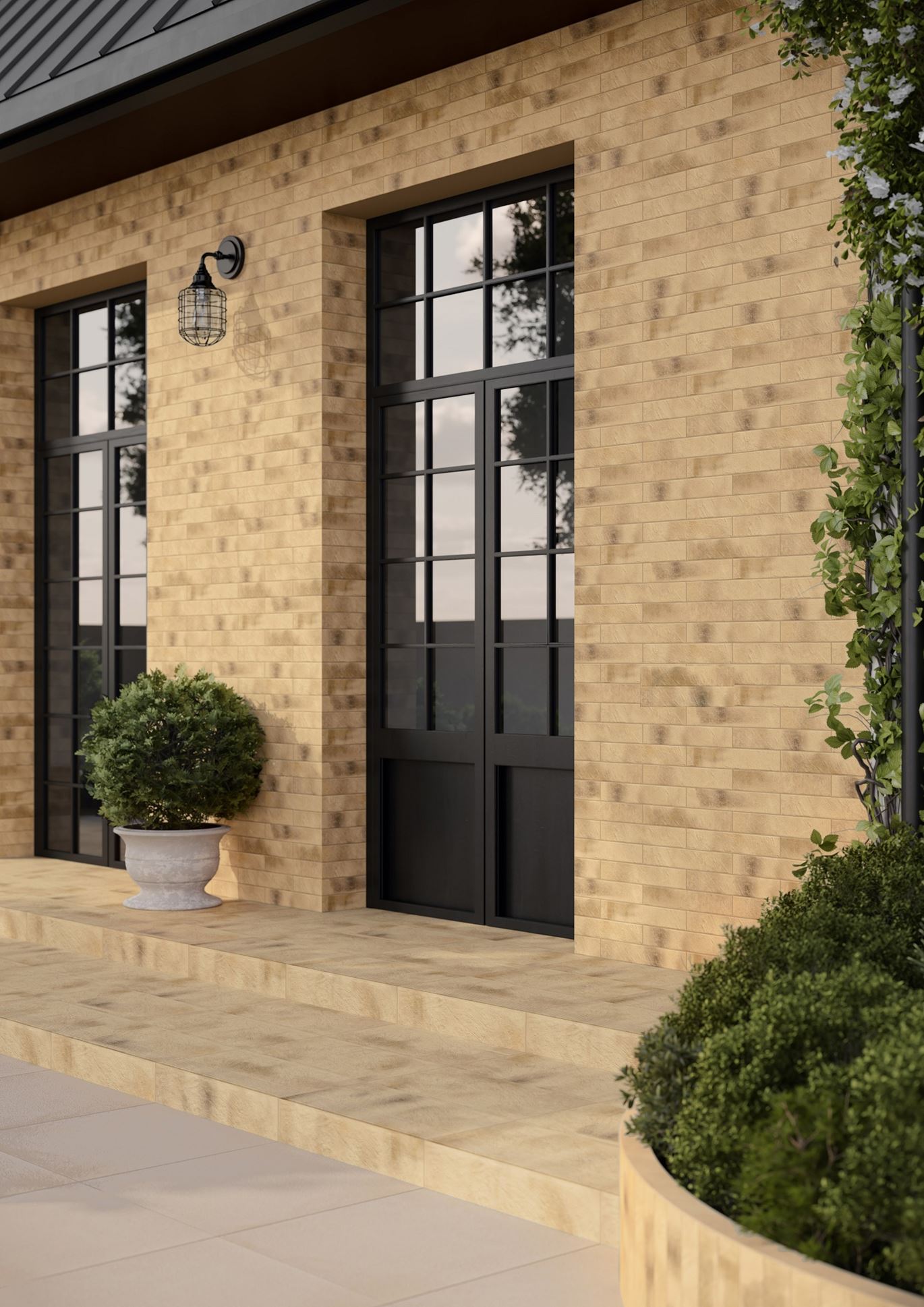 Elewacja w piaskowym kolorze - Domni.pl