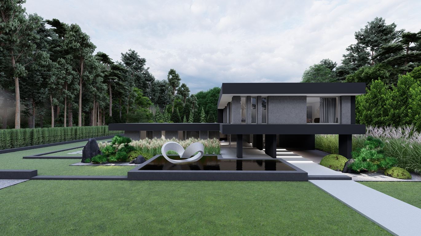 Nowoczesny ogród z trawami pampasowymi - Domni.pl