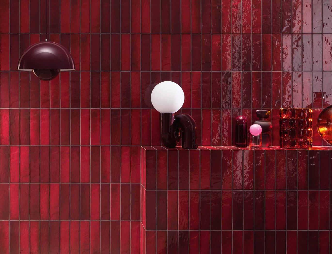 Rubinowe kafelki Masovia w aranżacji - Domni.pl