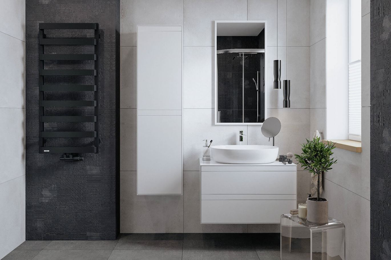 Nowoczesna łazienka w szarości - Domni.pl
