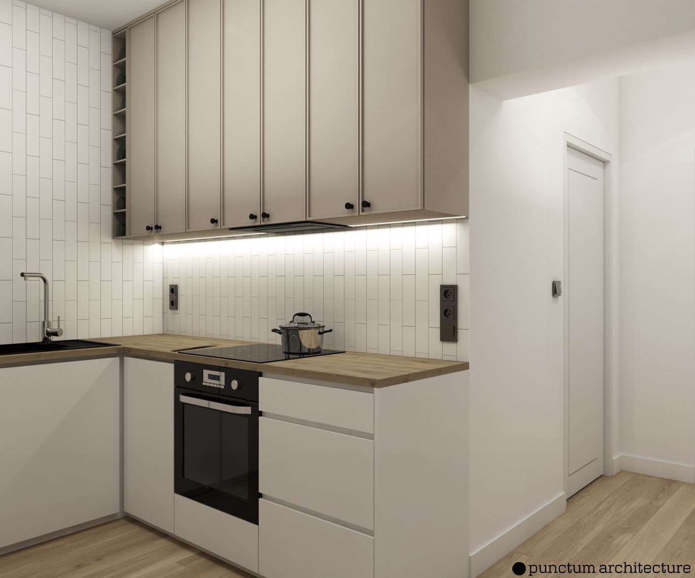 Pionowo ułożona cegiełka w kuchni - Domni.pl