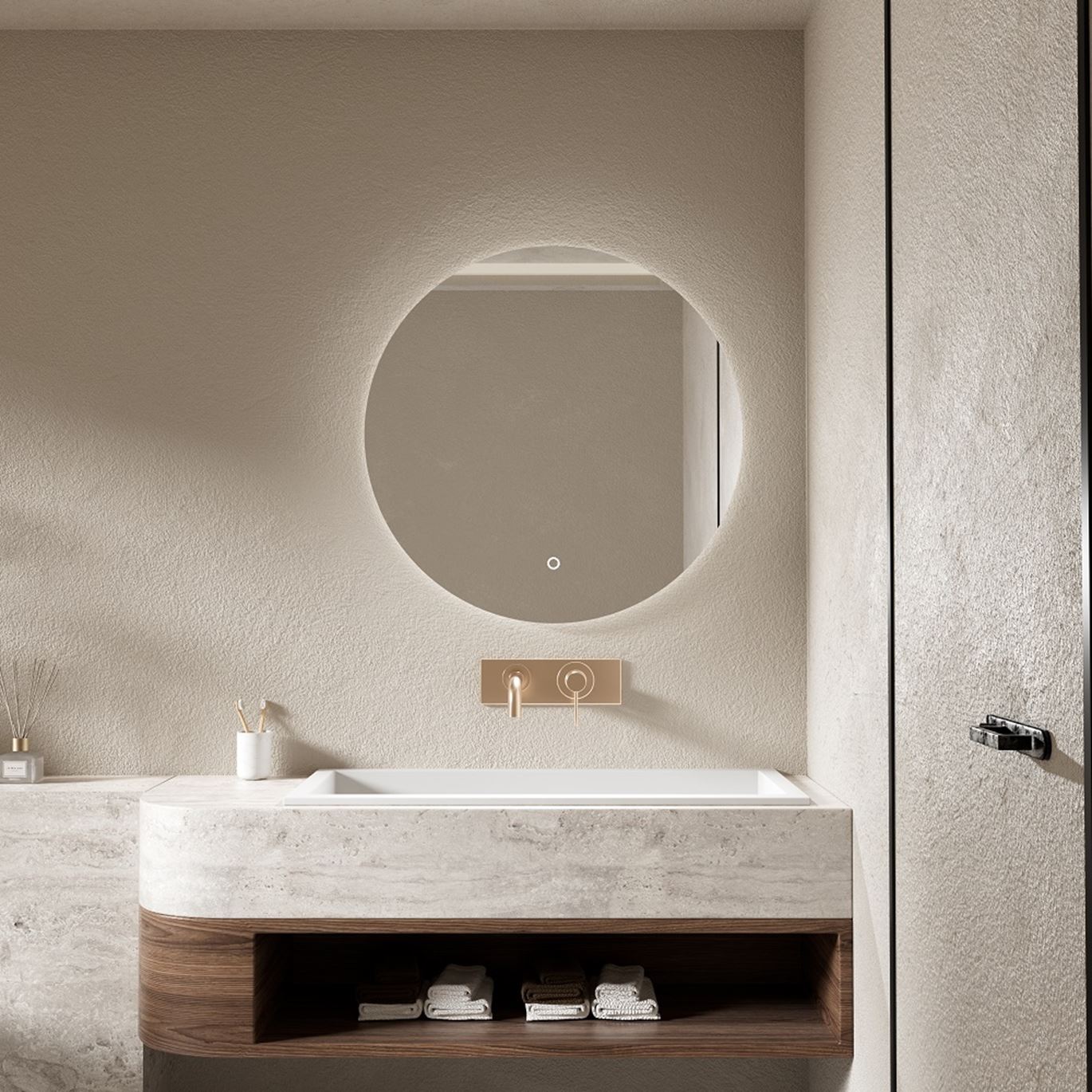IO Luka New Round LUKA.NR.80.LED - Lustro z Oświetleniem LED - Domni.pl