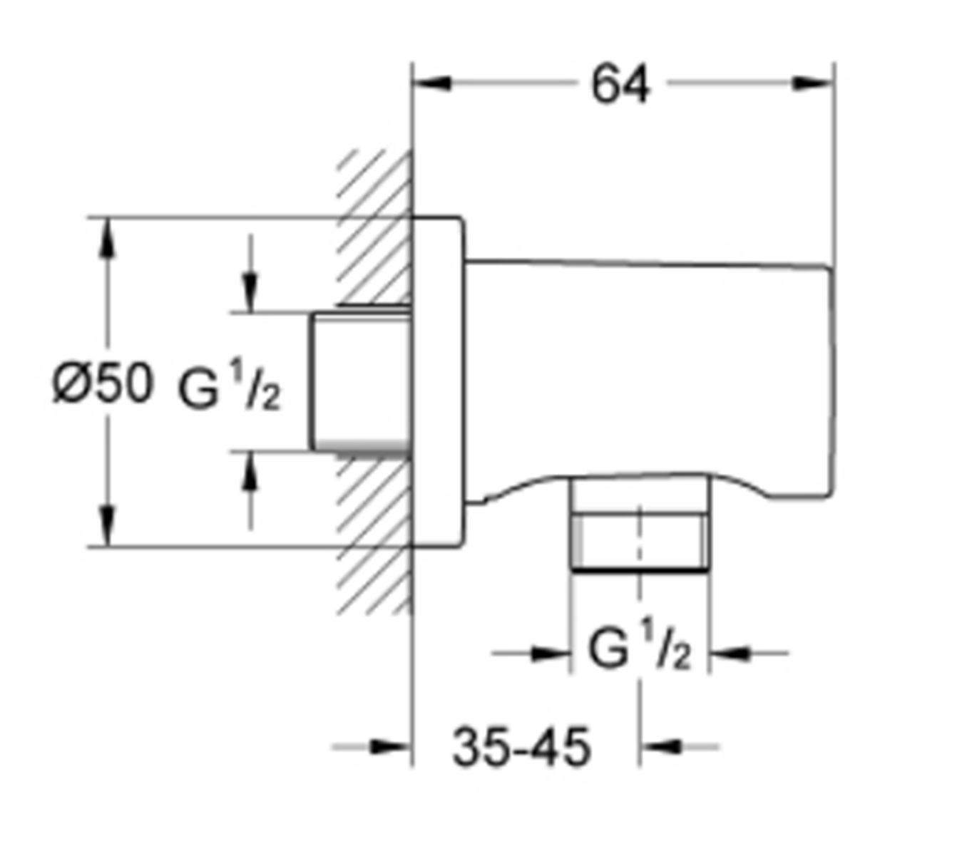 Grohe Rainshower 27057GN0 - Kolanko Przyłączeniowe - Domni.pl