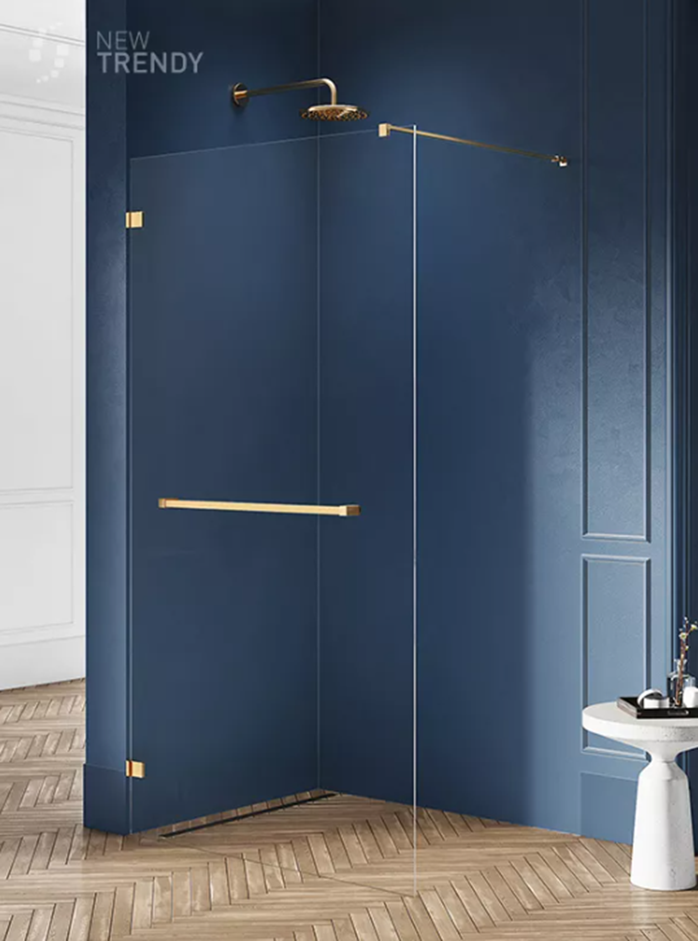 New Trendy Avexa Gold Brushed EXK-3144 - Kabina Walk-In - Domni.pl