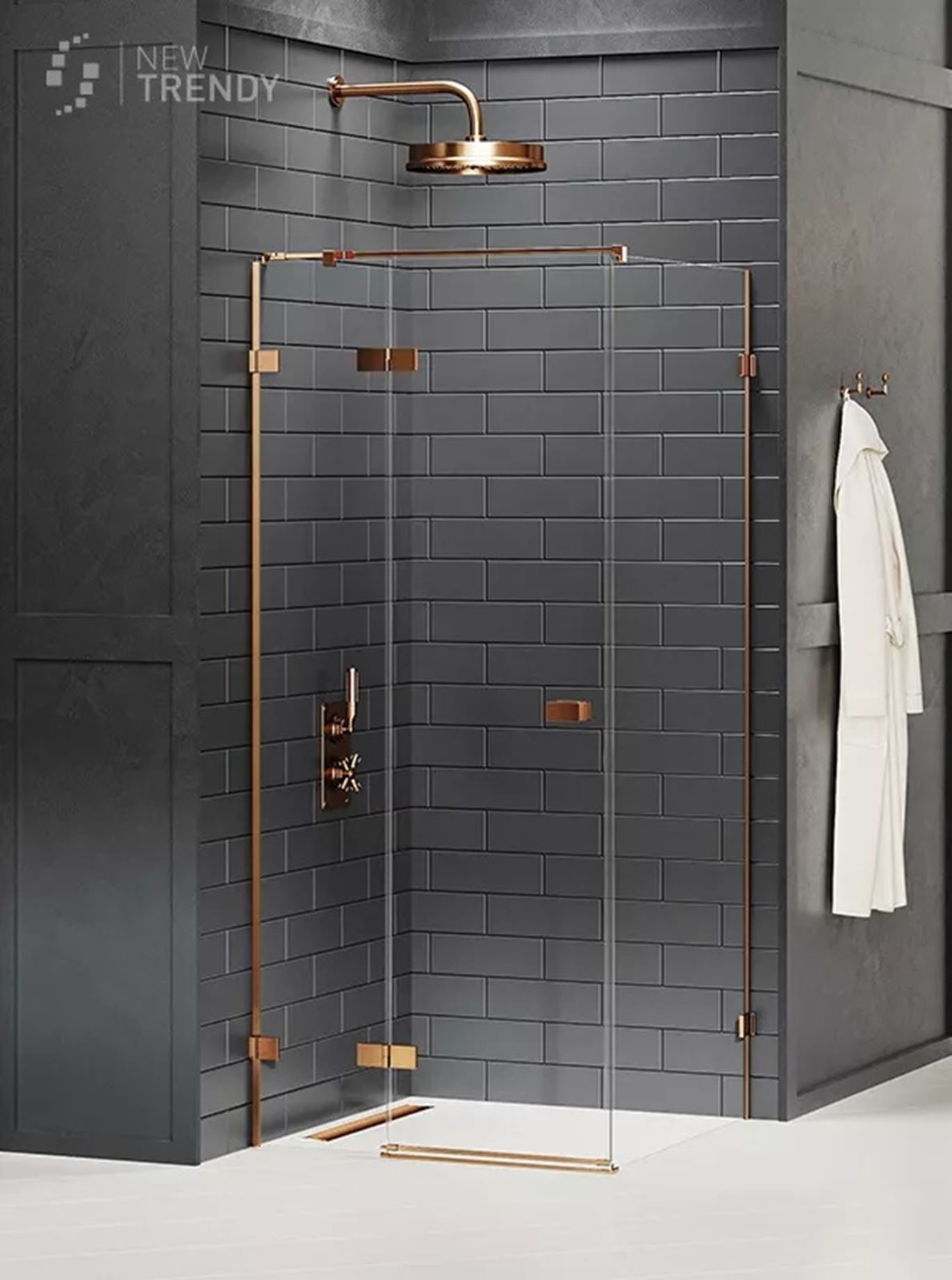 New Trendy Avexa Copper Brushed - Kabina Lewa 90x90x200 - Domni.pl