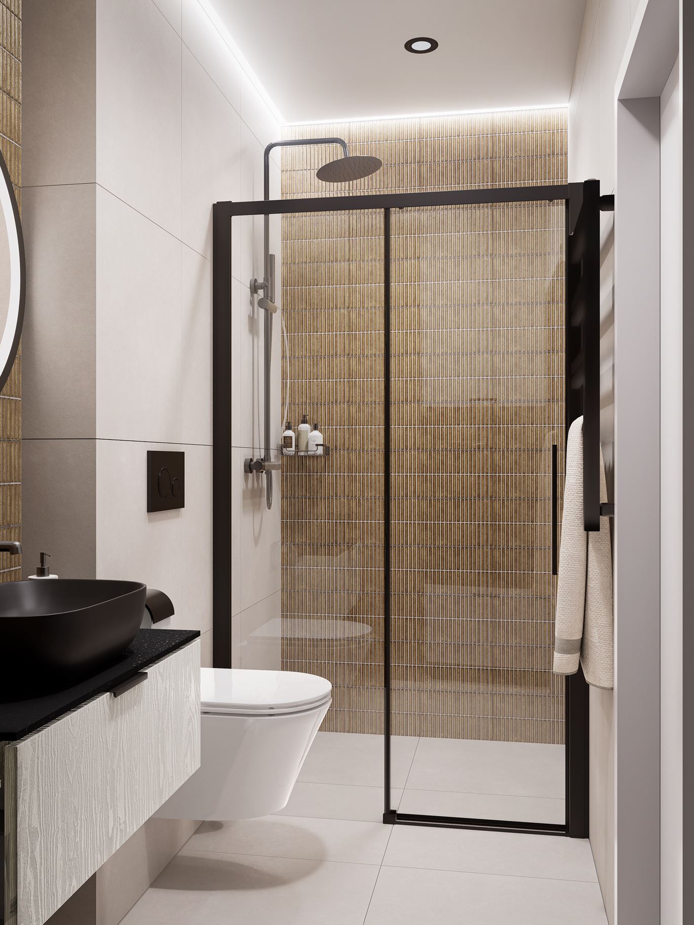 Strefa prysznicowa z mozaiką - Domni.pl