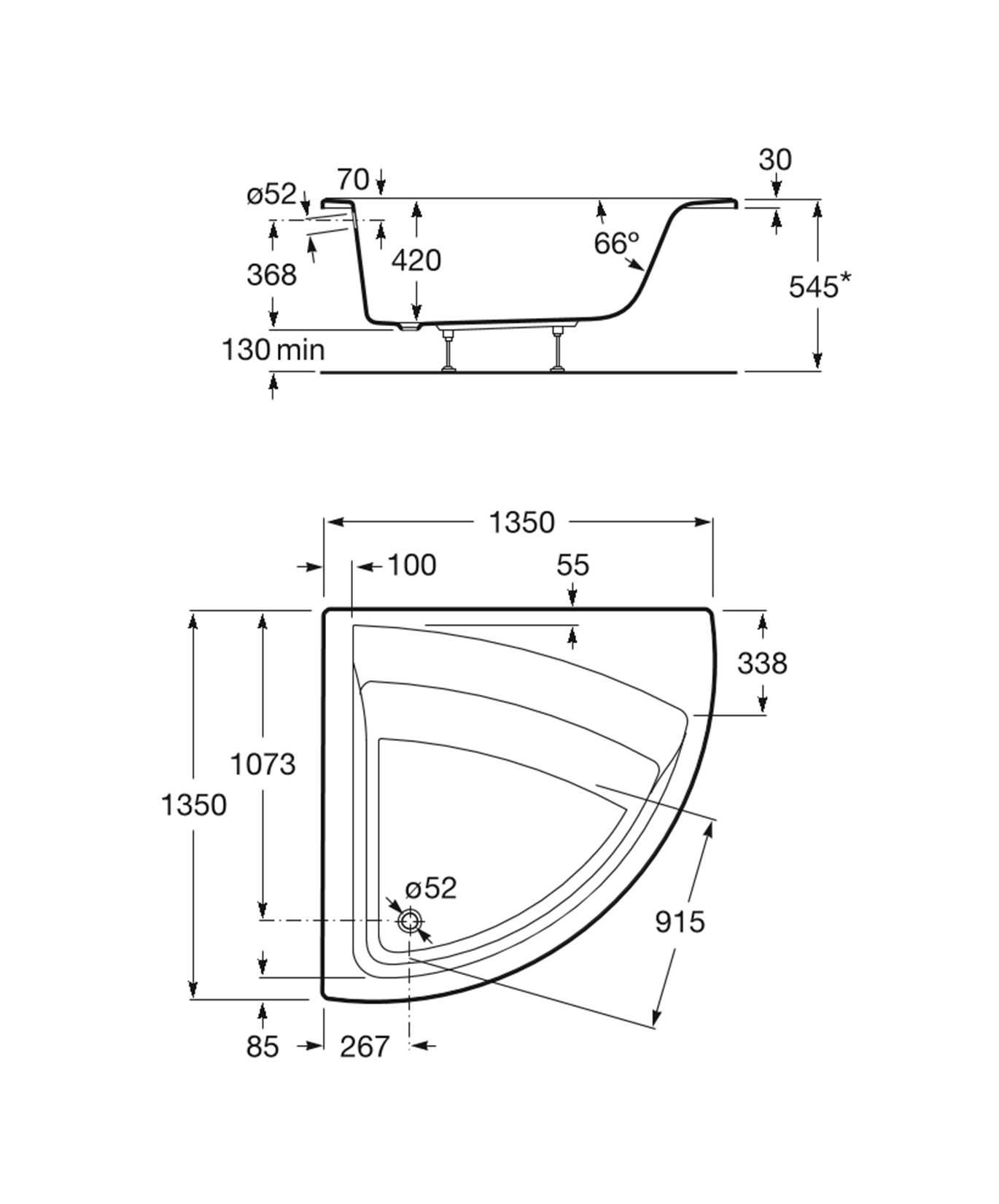Roca Easy - Symetryczna Narożna Wanna Akrylowa 135x135 - Domni.pl
