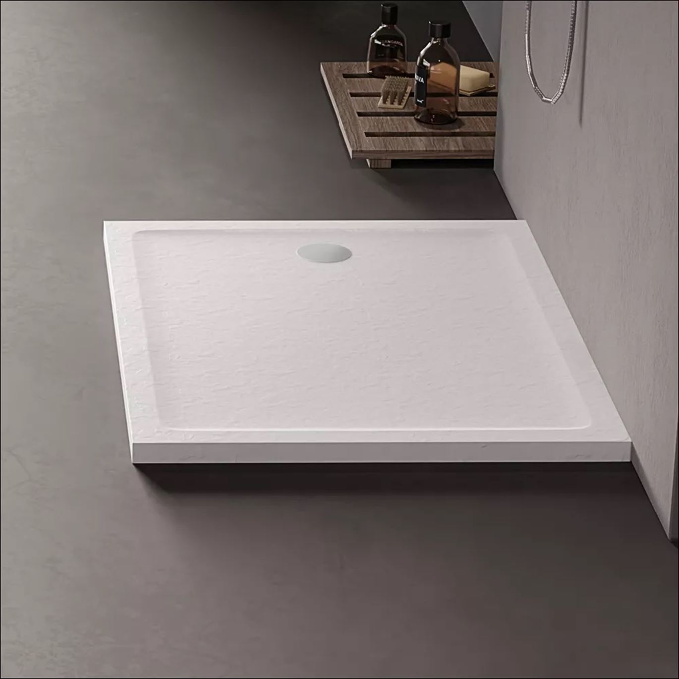 New Trendy Mild Stone - Brodzik Prostokątny Biały 90x100 - Domni.pl