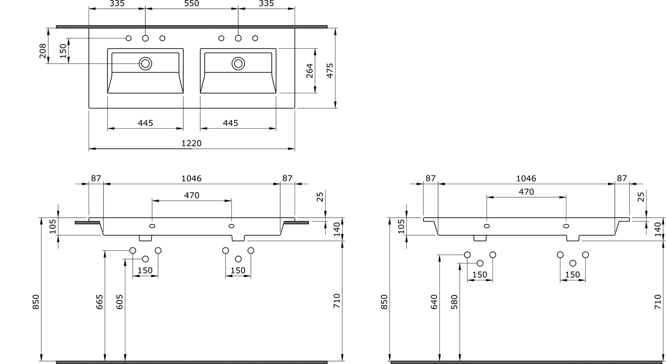 Umywalka Podwójna 120 Glossy White - Bocchi Milano - Domni.pl