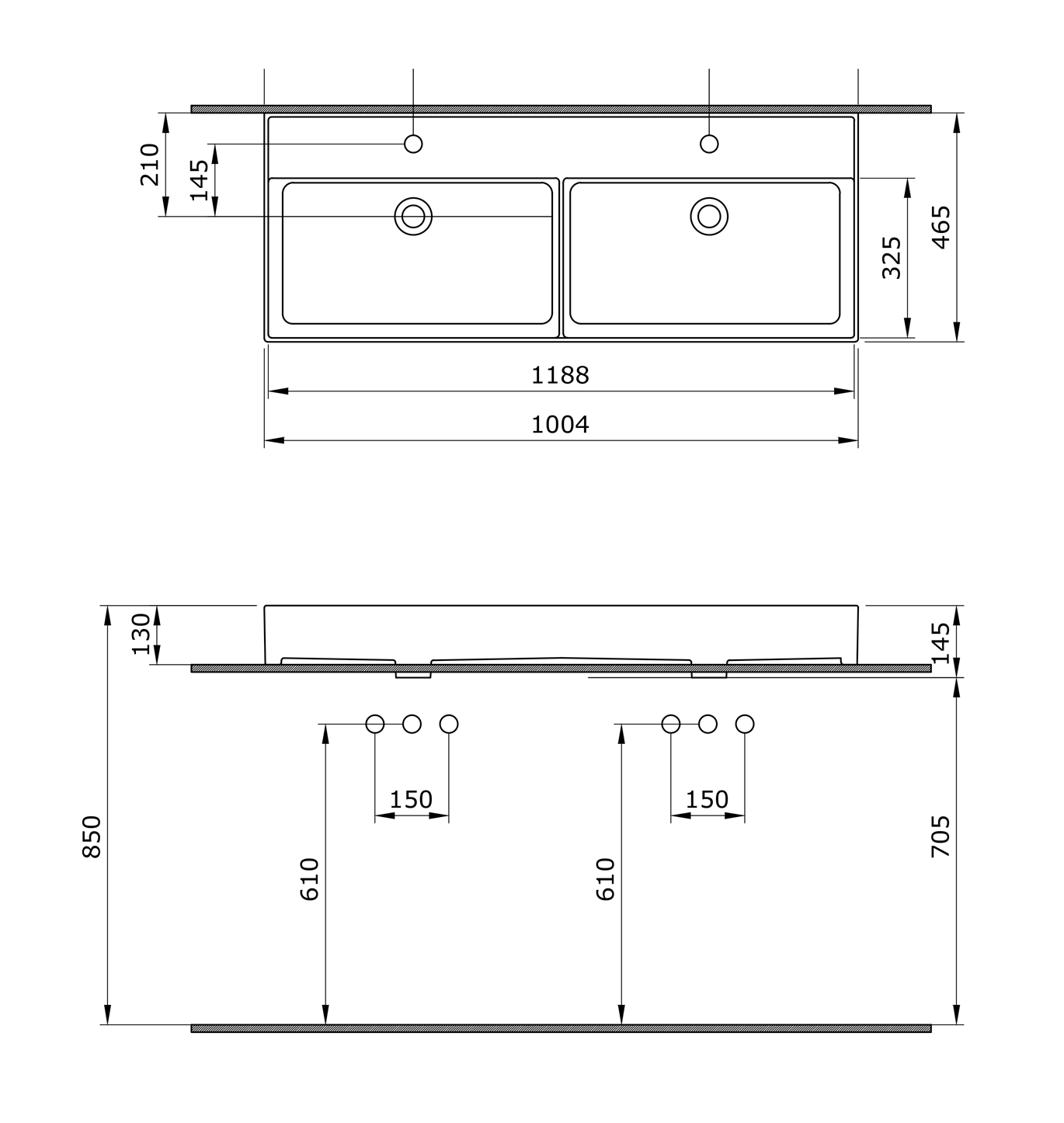 Umywalka Podwójna 120 Glossy White - Bocchi Milano - Domni.pl