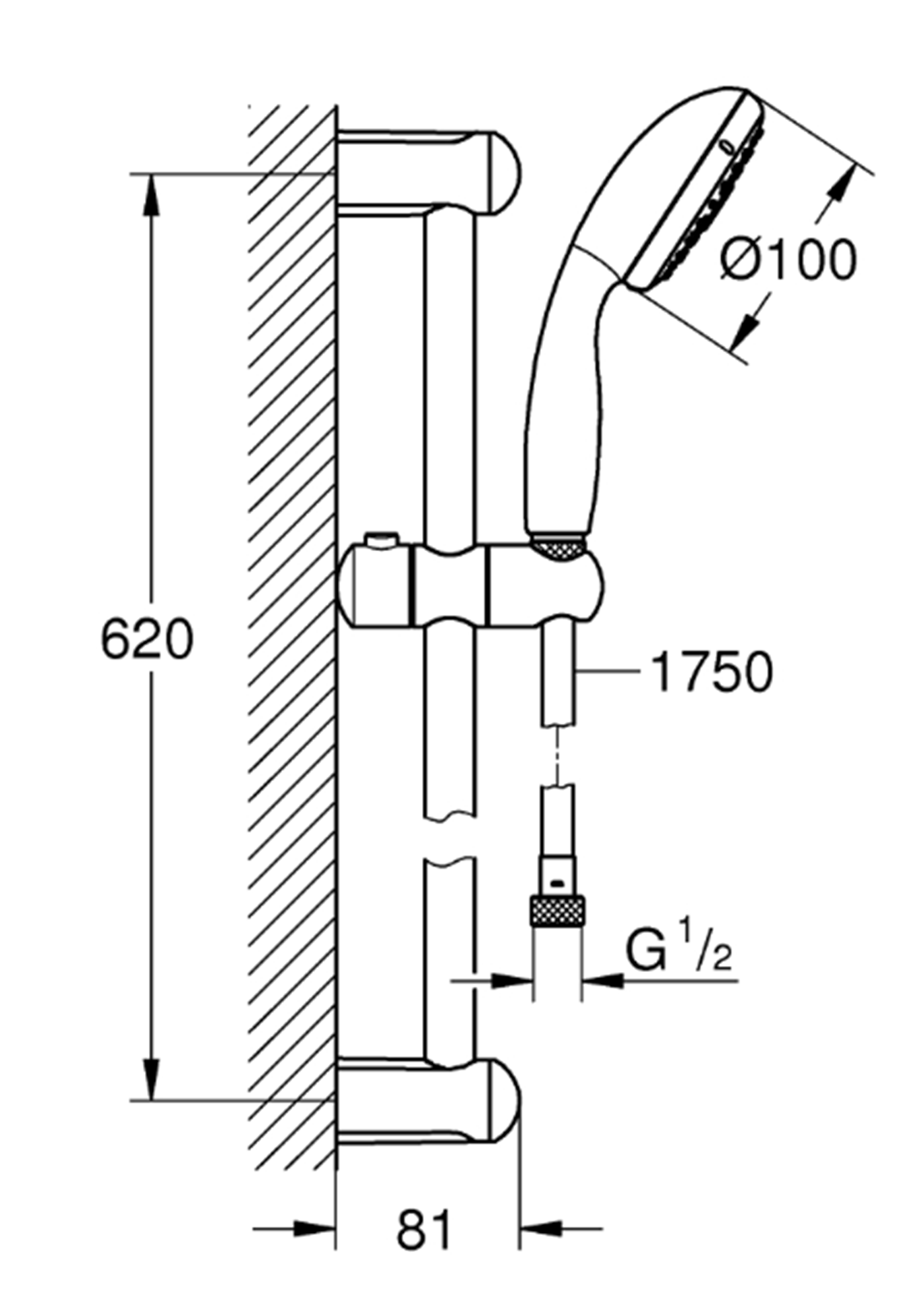 Grohe Tempesta 100 27644001 - Zestaw Prysznicowy z Drążkiem - Domni.pl