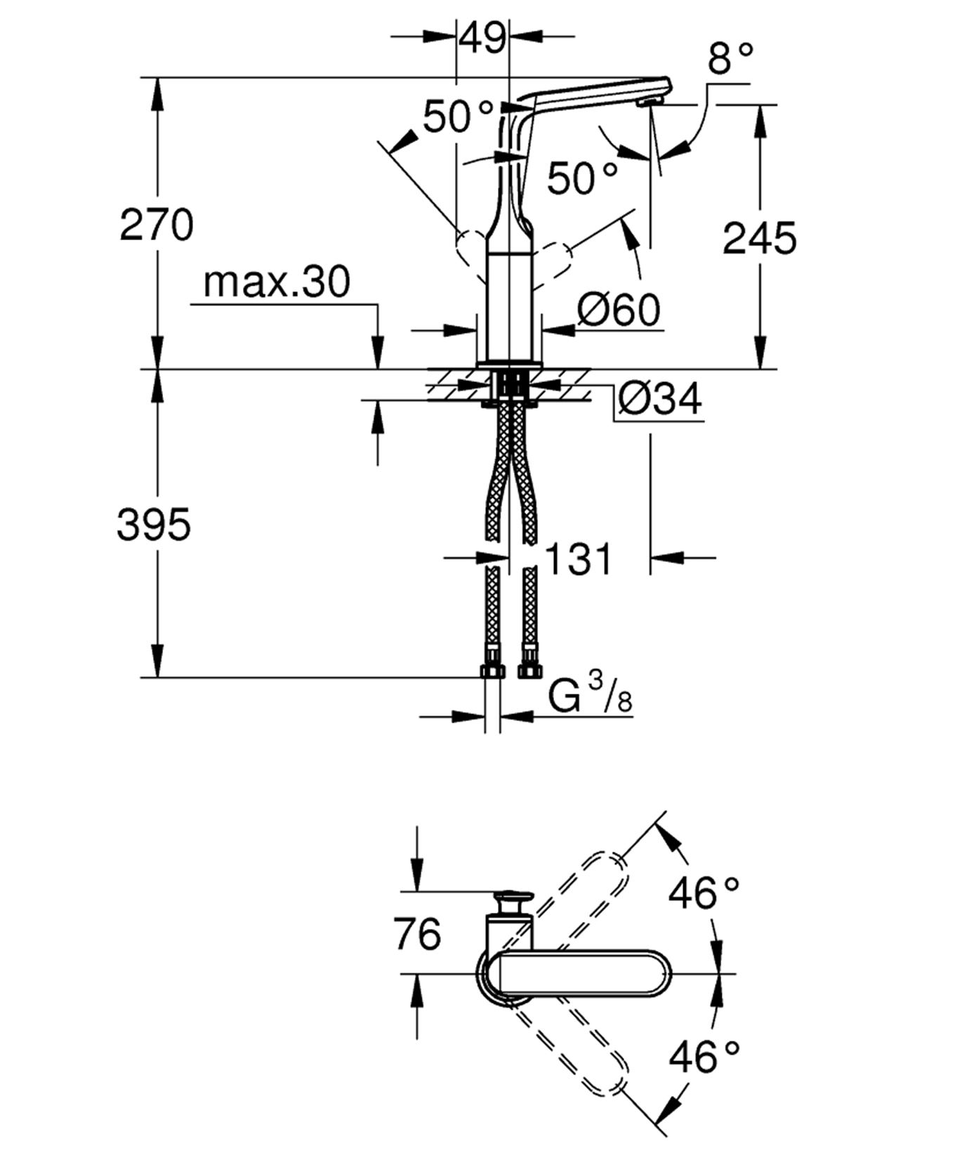 Grohe Veris 32187000 - Bateria Umywalkowa Rozmiar L - Domni.pl