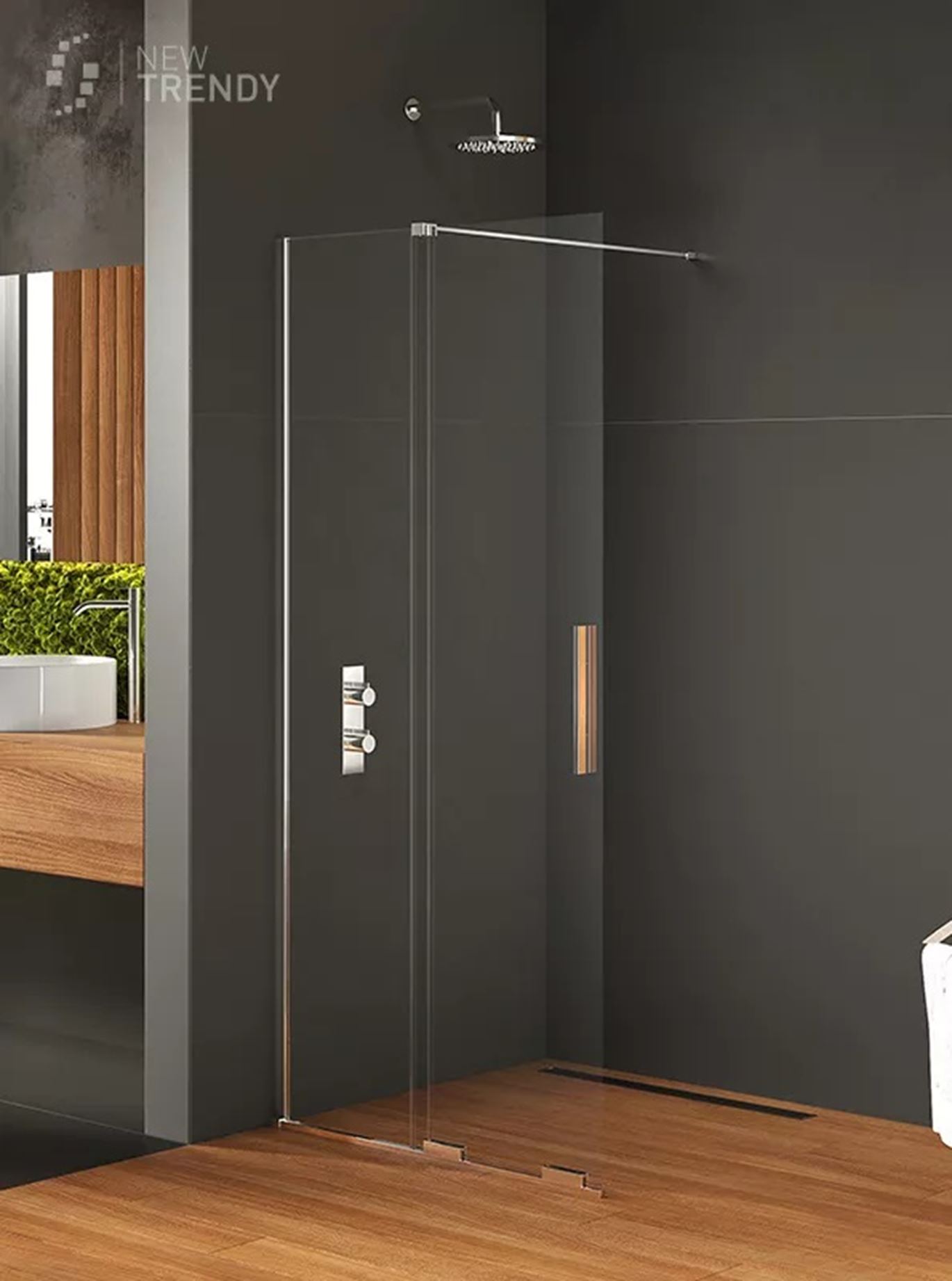 New Trendy Smart - Kabina Walk-in Przesuwna 130x200 - Domni.pl