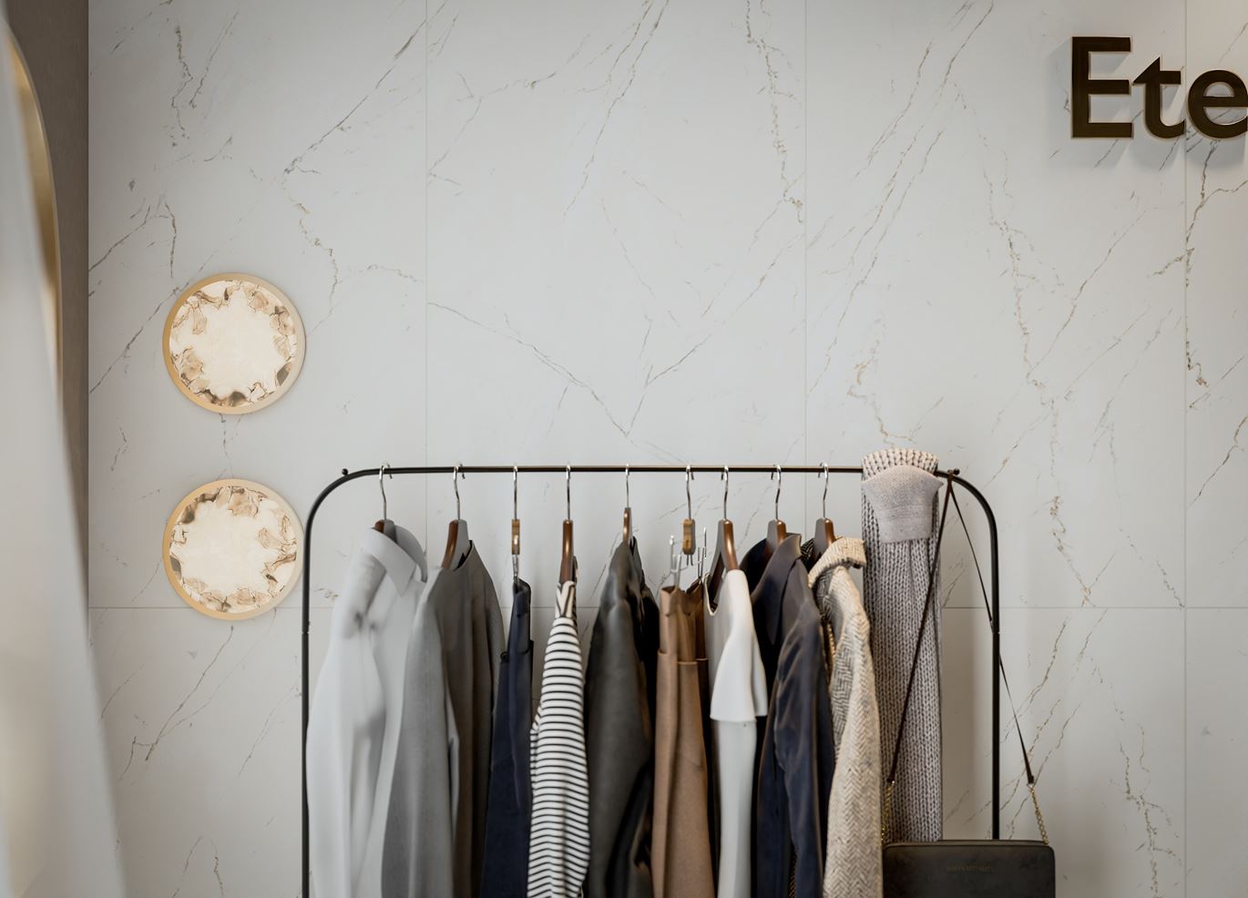 Nowoczesny butik z białym kamieniem - Domni.pl