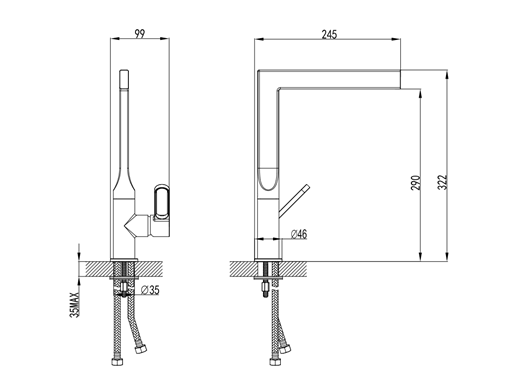Jednouchwytowa Bateria Kuchenna - FDesign Zaffiro - Domni.pl