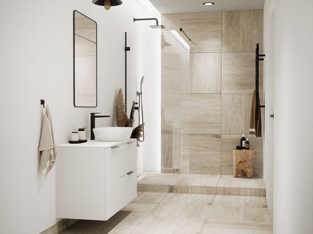 Tubądzin Travertino: płytki ścienno-podłogowe i stopnice - Domni.pl