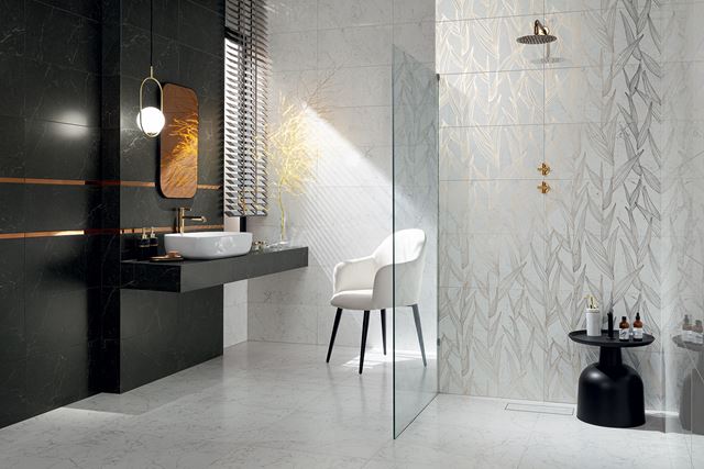 Łazienka glamour z płytkami Domino Sandio - Domni.pl