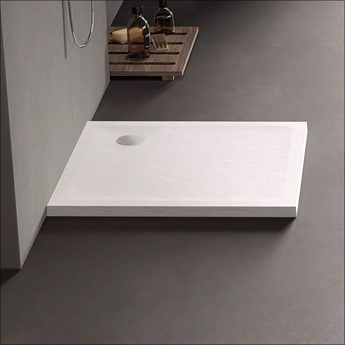 New Trendy Mild Stone - Brodzik Kwadratowy Biały 80x80 - Domni.pl